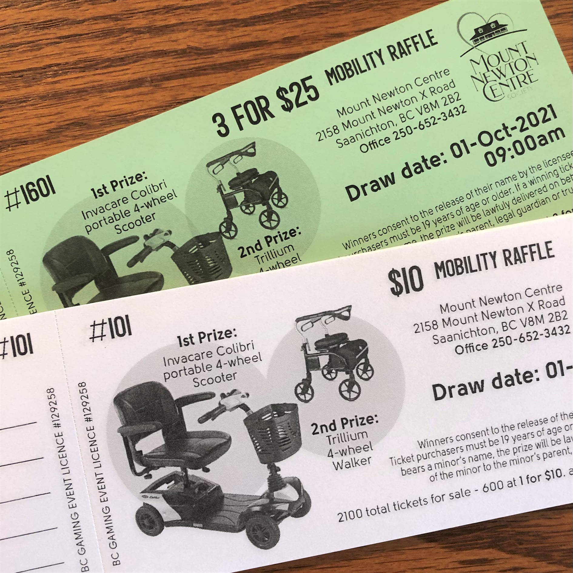Mobility Raffle - Mount Newton Centre Society